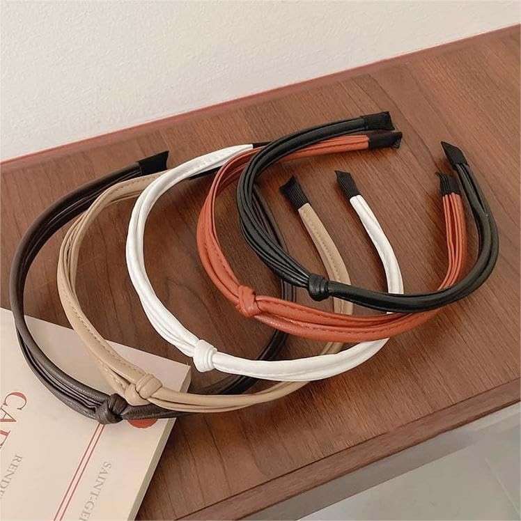 5 Pcs Thin Leather Headbands for Women, Cute Knotted Head Bands for ...