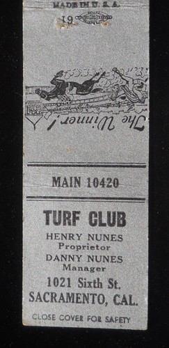 1930s HORSE RACING Turf Club Henry Nunes Danny Nunes 1021 Sixth St ...