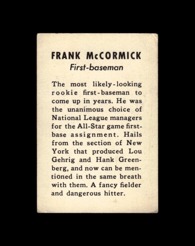 1938-39 Reds Orange/Gray W711-1 Set-Break # 18 Frank McCormick VG-VGEX *GMCARDS* | eBay