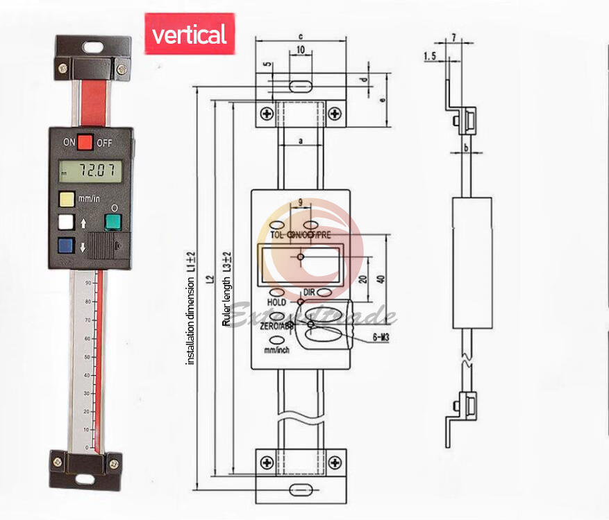 ONE NEW Linear Scale Digital Readout LCD Display Vertical Lathe Ruler ...