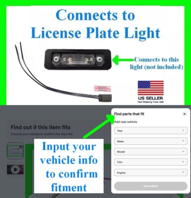fits Ford Lincoln License Plate Light Lamp Connector Harness Plug ...