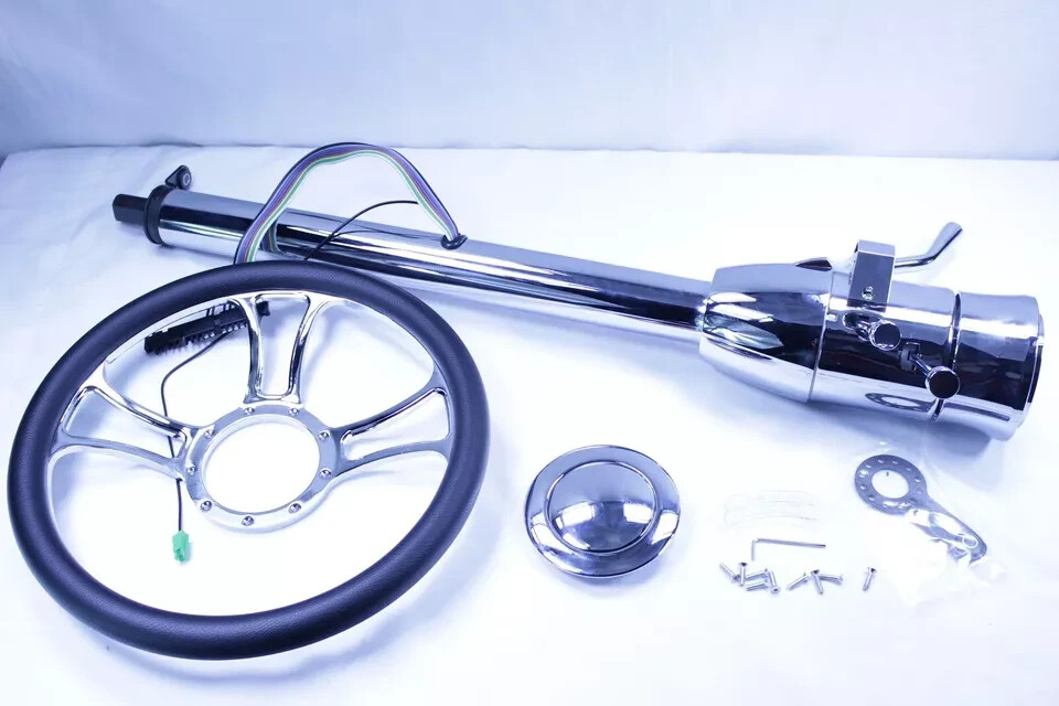 Chrome 32"Tilt Steering Column Auto Shift With 14''Trinity Wheel Hot ...