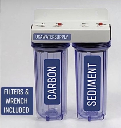 High Flow 2 Stage Water Filter System Slim Portable 3/4" Ports Whole ...