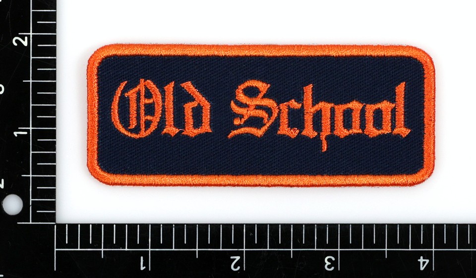 Old School Embroidered Patch Black/Orange Iron-On Sew-On Jacket Hat ...