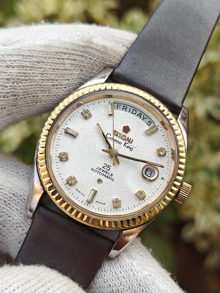 Rare Titoni Cosmo King 25 Jewels Automatic President Textured Dial Men ...