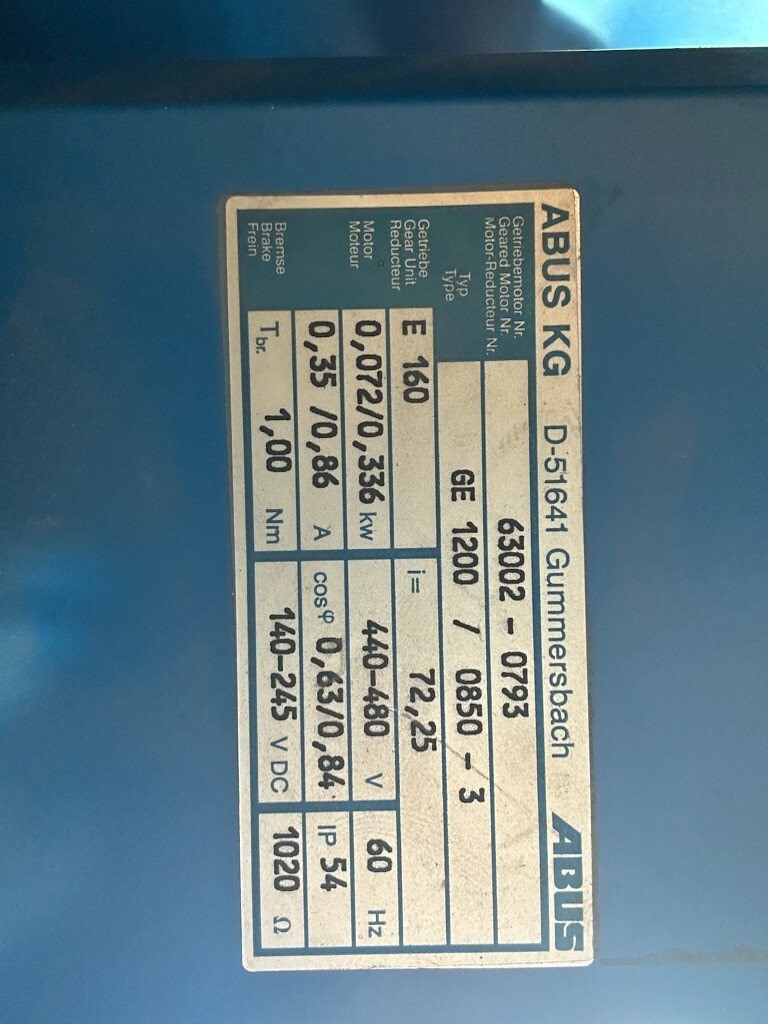 Abus trolley motor with brake 63002-0793 GE 1200 / 0850-3 | eBay