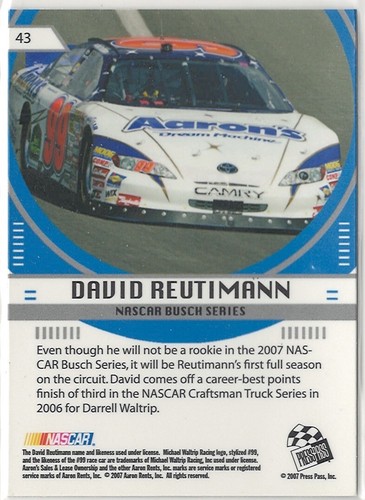 2007 Press Pass Stealth - NASCAR Busch Series Chrome #43 David ...