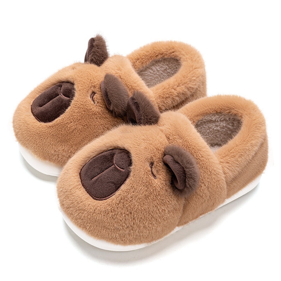 Plush Capybara Slippers Fluffy Couple Slippers Cute Non-Slip for Indoor ...