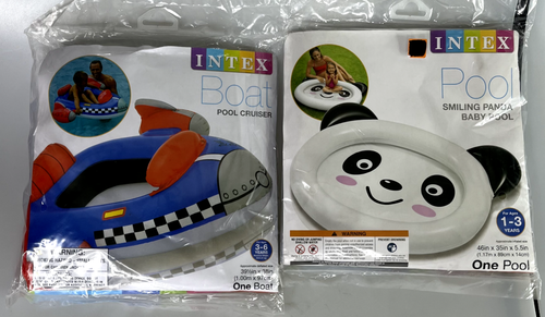 Intex 57407EP Smiling Panda Baby Pool Toy + Boat Pool Cruiser 59380EP ...