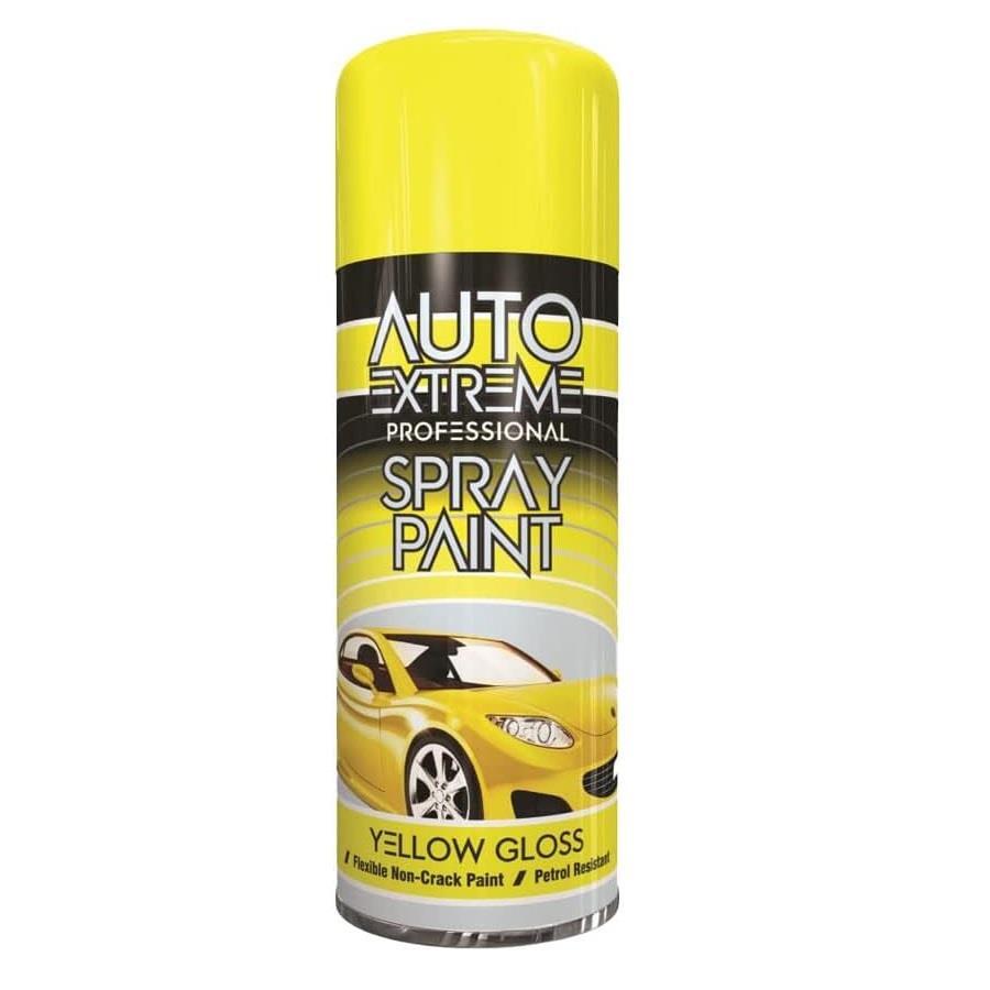 YELLOW GLOSS AEROSOL SPRAY PAINT AUTO CAR BIKE RESTORE METAL GLOSS ...