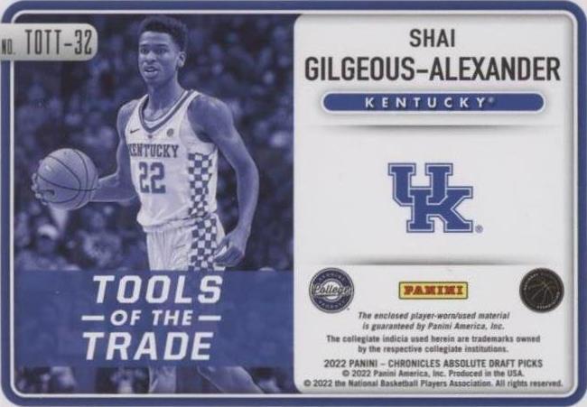 2022-23 Panini Chronicles Draft Picks - Shai Gilgeous-Alexander #TOTT ...