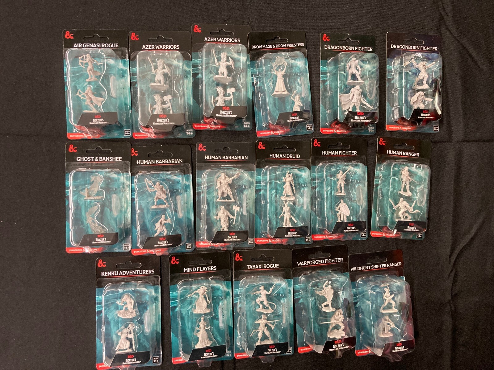 D&D MINIATURES LOT 17 Air Genasi, Azer Warriors, Drow Mage, Tabaxi ...