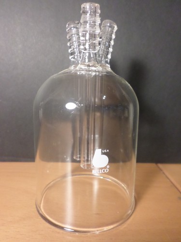 BELLCO Glass 70mm Inside Diameter 3-Port Aseptic Filling Bell for 1/2 ...