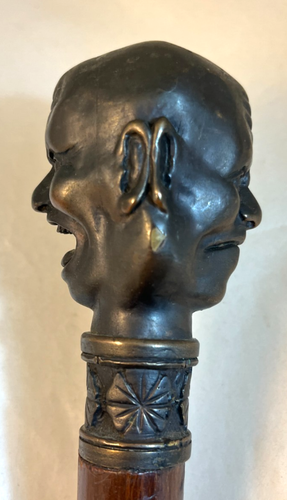 Antique brass double headed 2 heads walking stick cane | eBay
