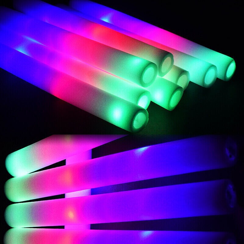 100PCS Light Up Foam Sticks Wands Rally Flashing Glow Stick Party Rave ...