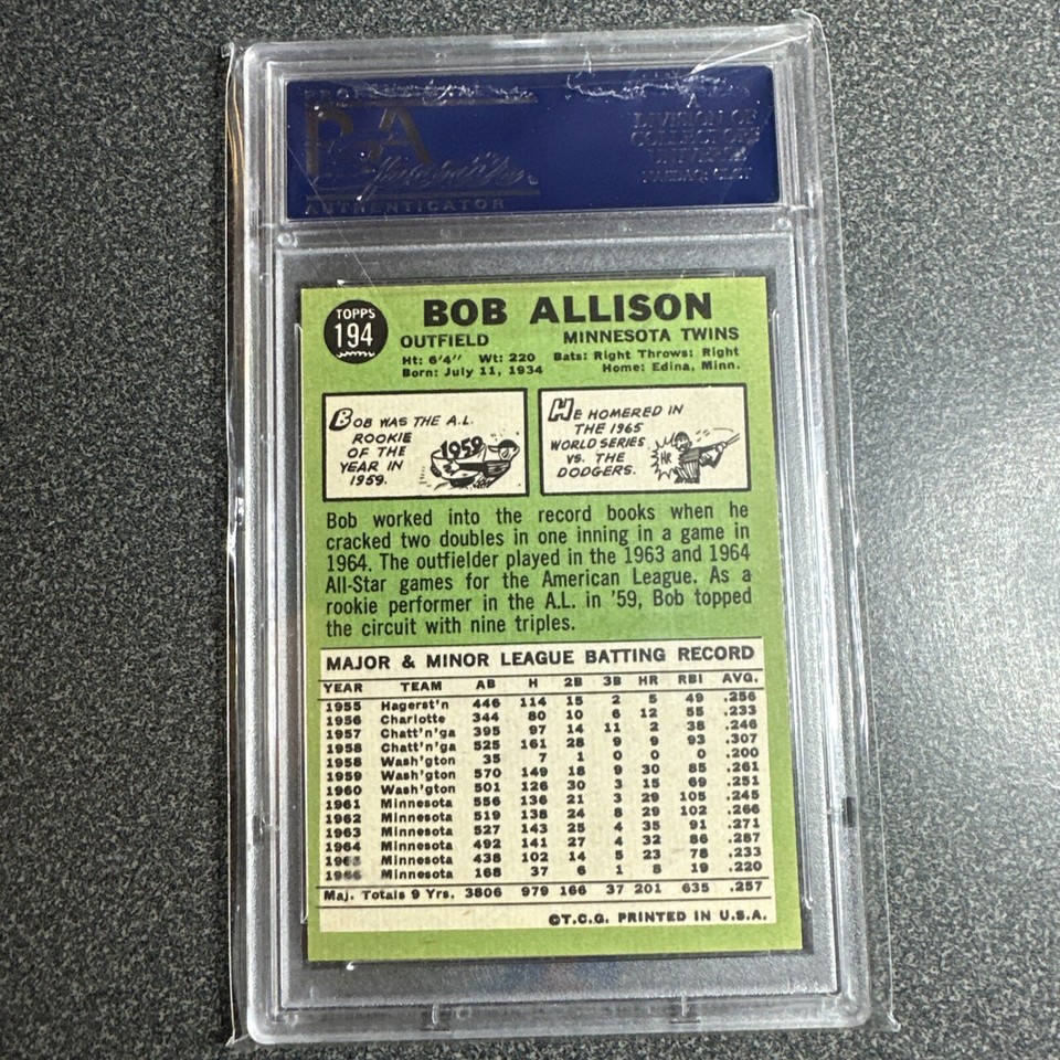 1967 Topps Bob Allison #194 PSA 8 | eBay
