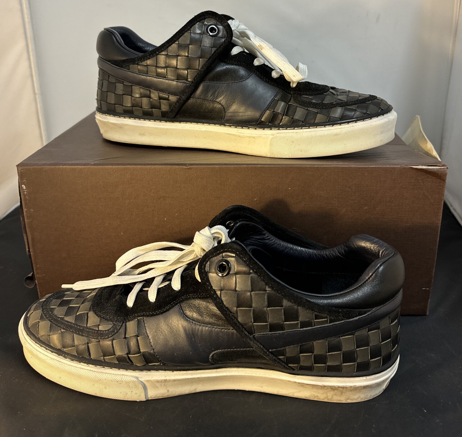 Louis Vuitton Tower Black Checker Board Woven Sneaker… - Gem