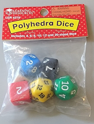 NEW Learning Resources Polyhedra Dice 5 Dice 4, 6, 8, 10, 20 Sided Dice ...