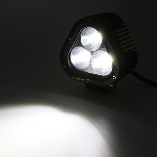 AUXBEAM 4" TRIANGLE LED PODS LIGHTS SPOT WHITE 6000K W/ WIRING HARNESS ...