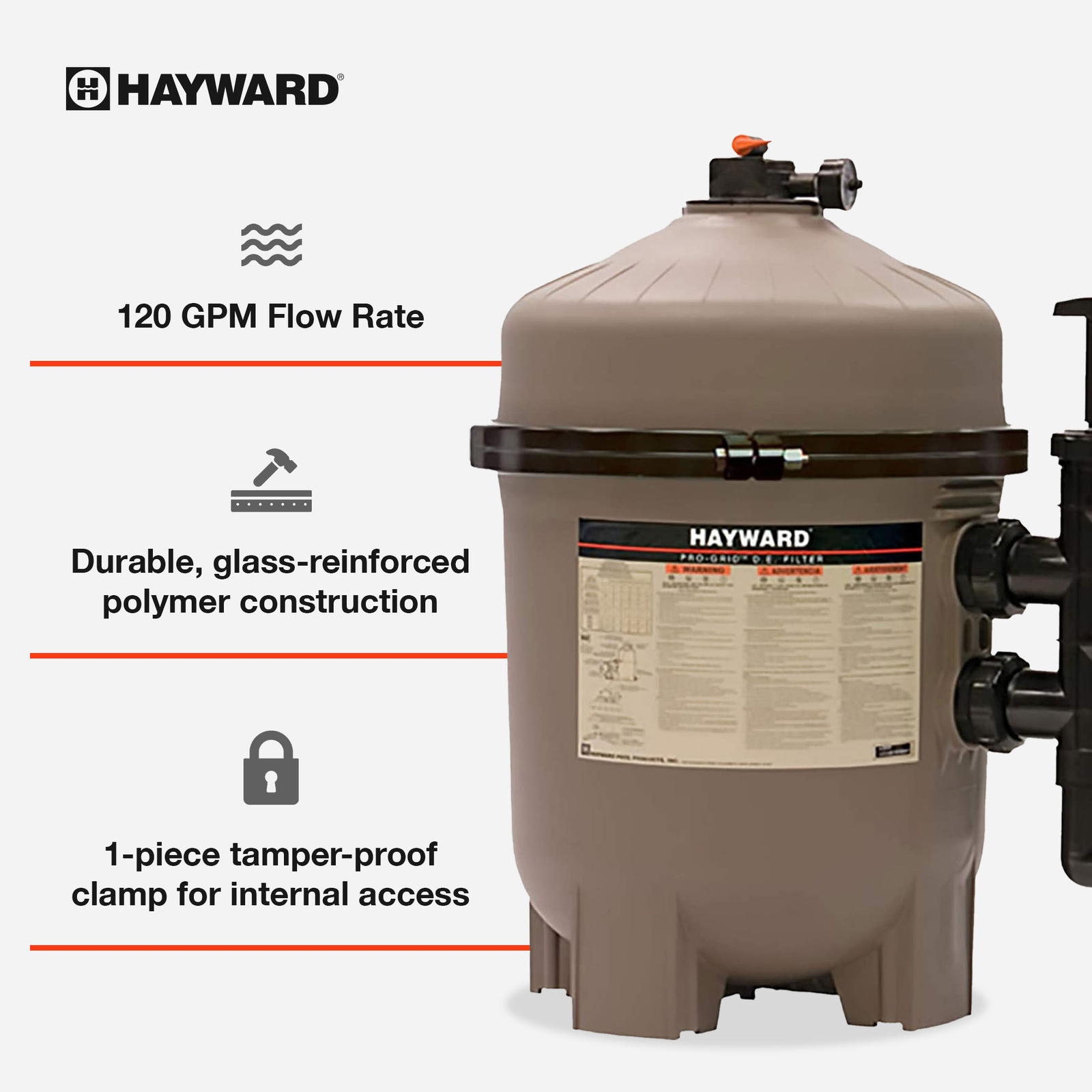 Hayward ProGrid 60 Square Foot High Capacity In Ground DE Pool Filter ...