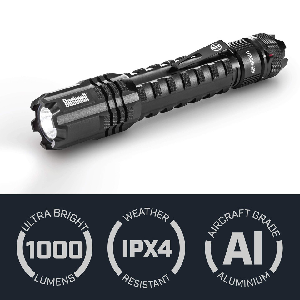 1000L Tactical Flashlight 1000 Lumen Rechargeable IPX4 Weather ...
