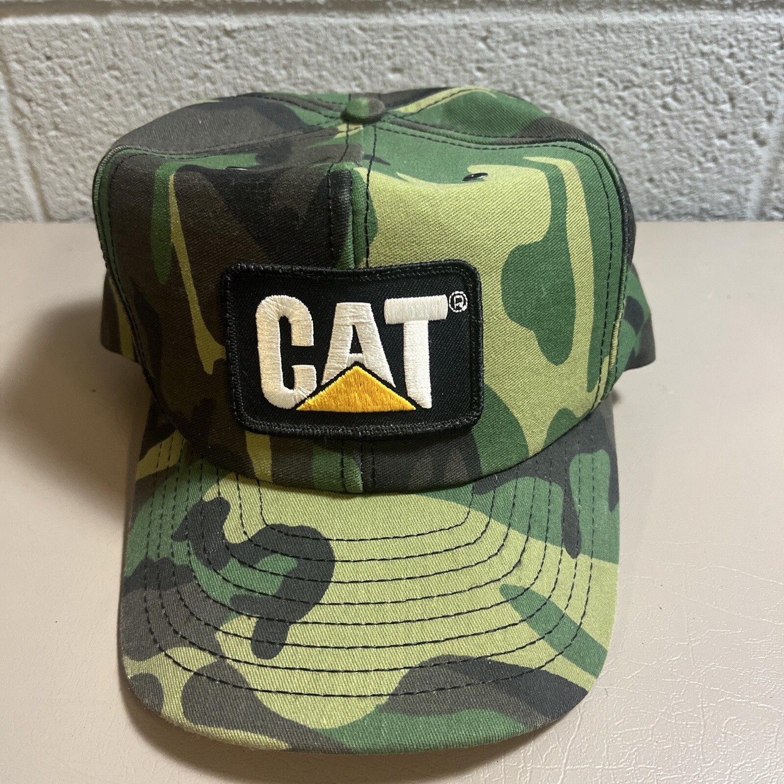 Vintage CAT Caterpillar Camouflage Patch Foam Trucker… - Gem