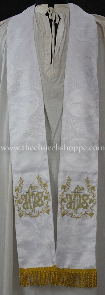 Casula Gotica Bianca Con Set Di Veste E Stola, IHS | eBay