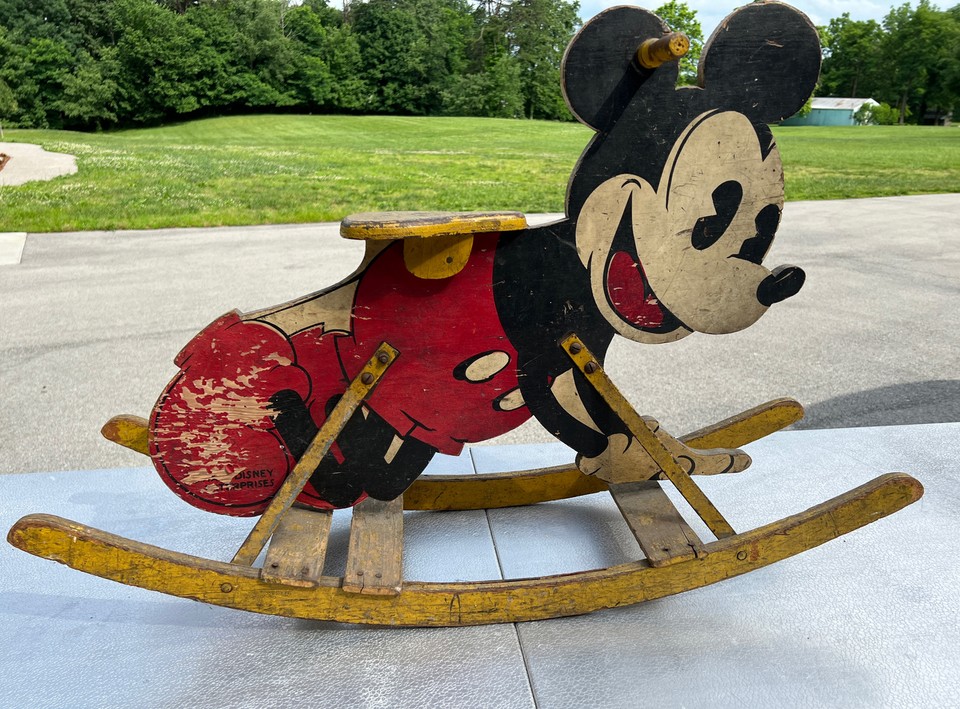 Antique 1930s Disney Enterprises MICKEY MOUSE Rocker Toy Mengel ...