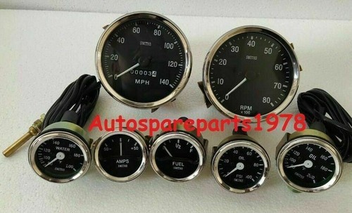 Smiths Replica Gauges Kit 2" Temp F+Oil + Fuel+ Amp Gauge+ 4 ...