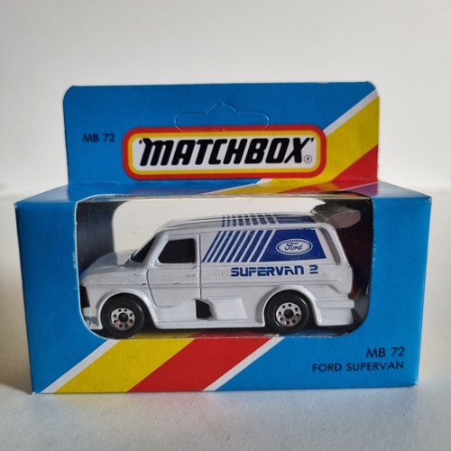 Light blue box 1981 Matchbox 1-75 MB72 White Ford Supervan 2 Light Blue ...