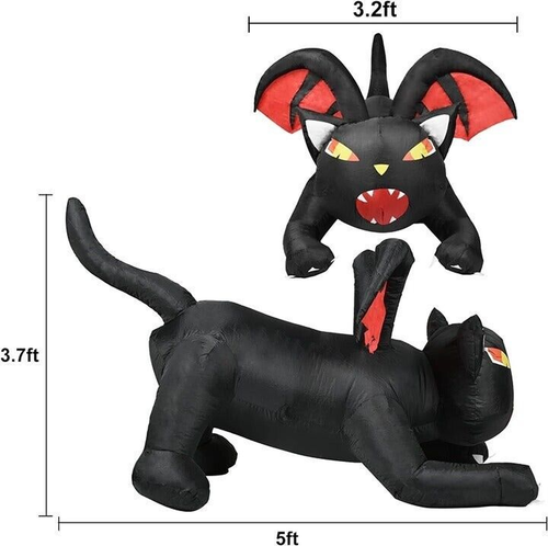 5Ft Bat Black Cat with Wings Inflatable Halloween Blowup 705353099861| eBay