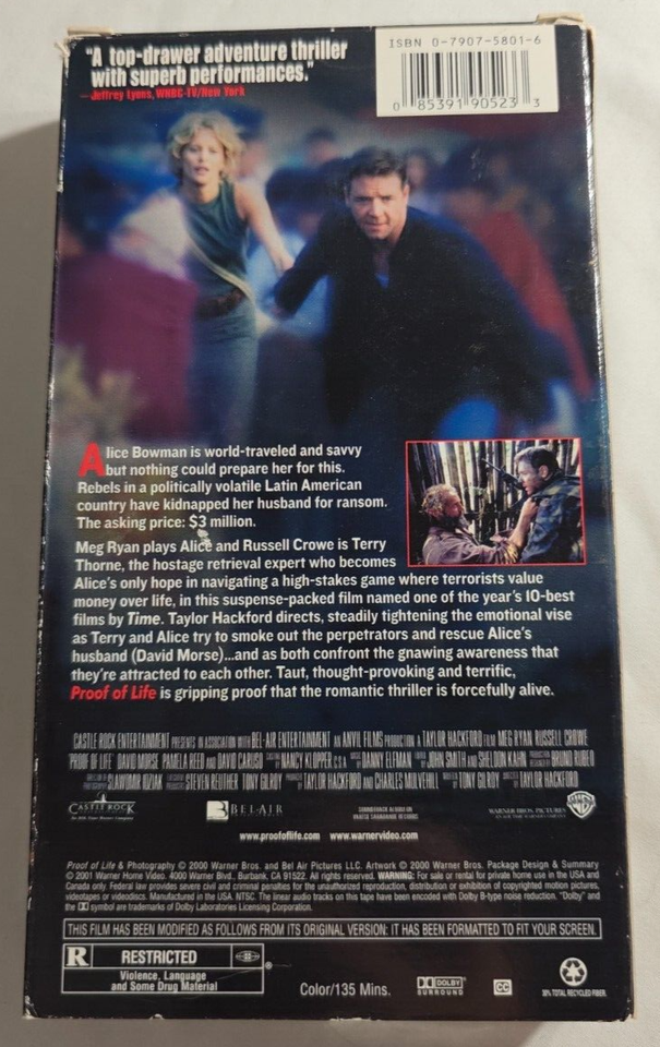 Proof of Life (VHS, 2001) 85391905233 | eBay