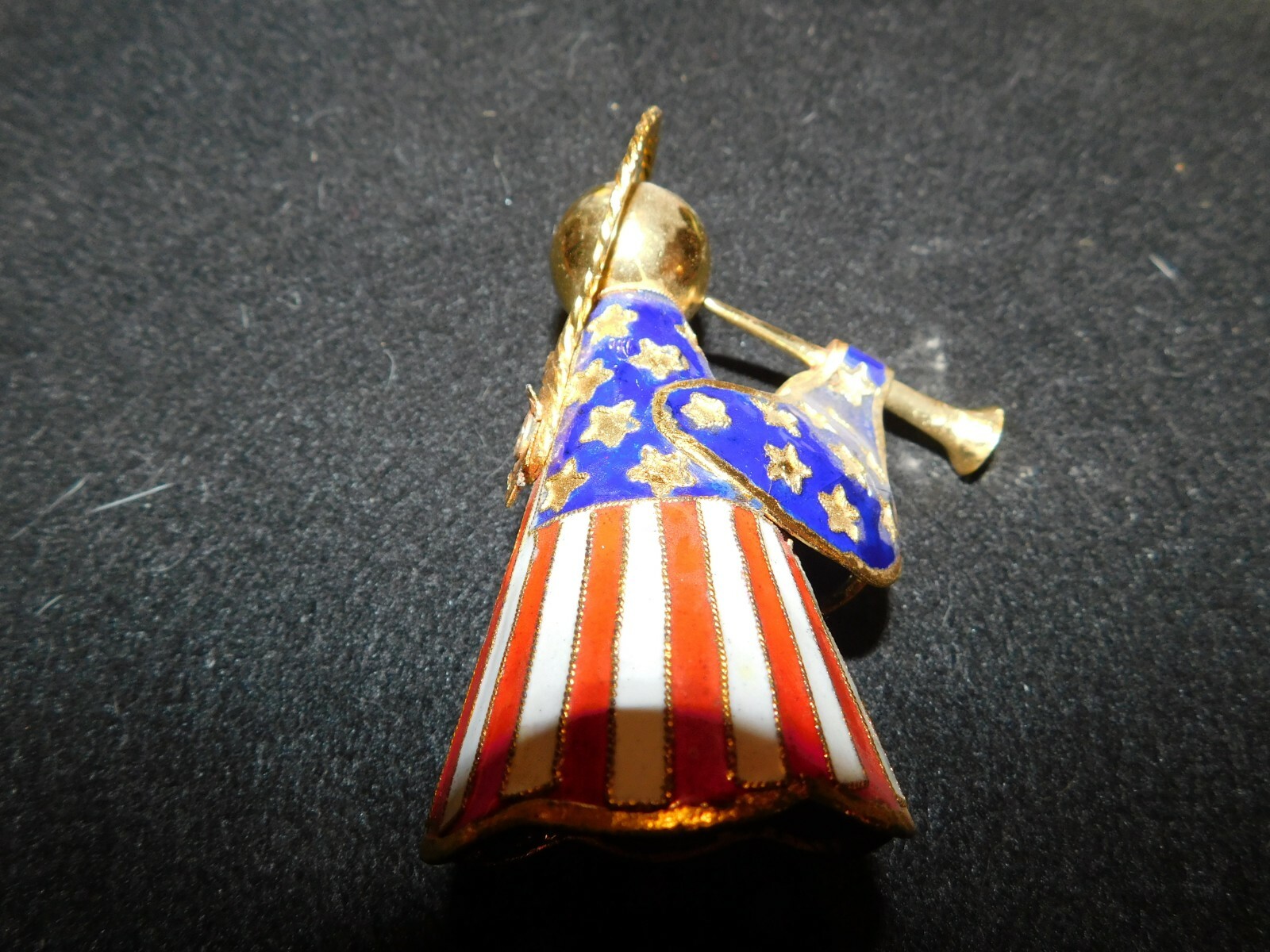 Lovely metal Brass and enamel Red white and blue Angel ornament bell | eBay