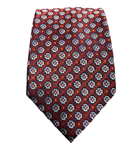 Bruno Piattelli Red with Blue Flowers Textured Necktie Mens Tie | eBay