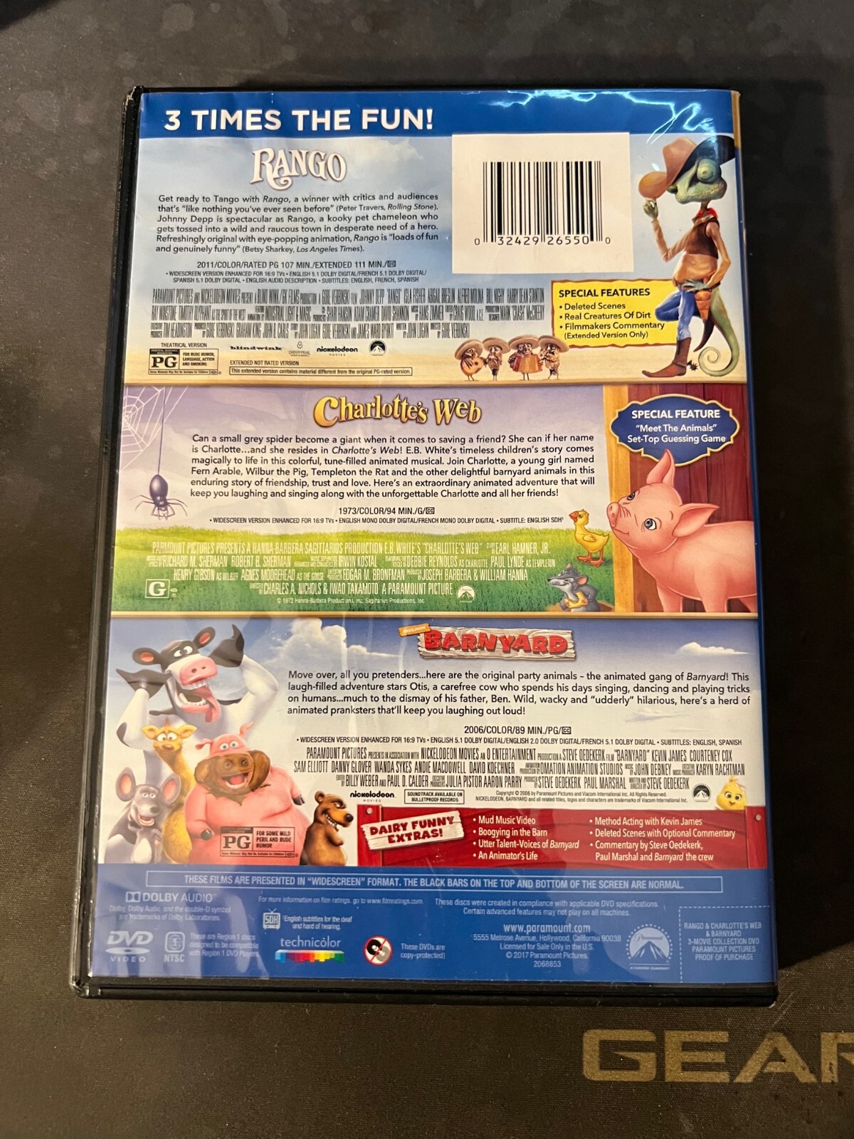 Rango Charlotte's Web Barnyard 3-Movie Collection DVD Used | eBay