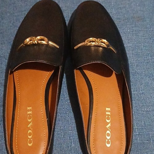Coach Black Leather Flats Buckle Accent Comfort Women's Size 8 | eBay