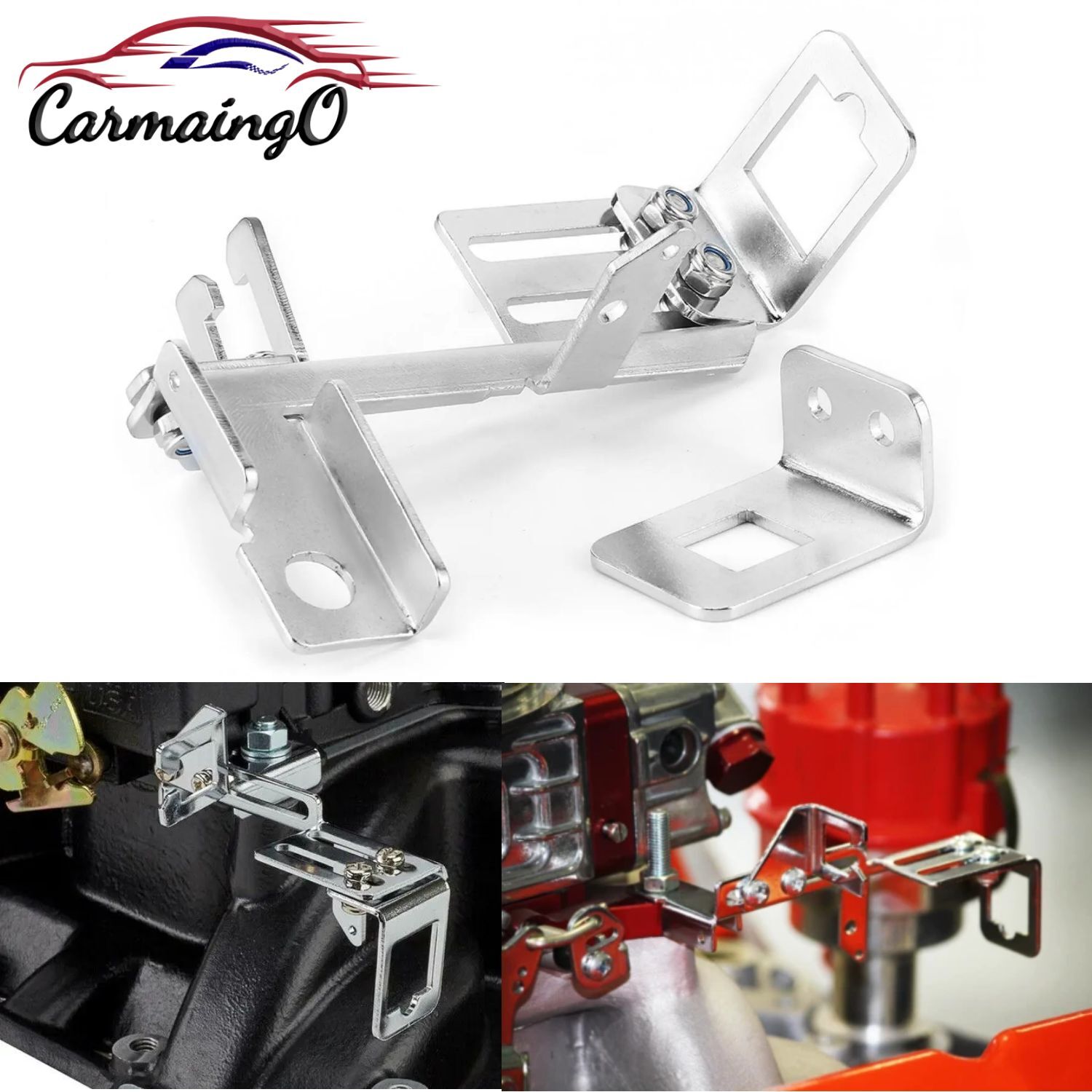 Chrome Throttle Cable Bracket Kickdown for Chevy SBC BBC Holley 273 318 ...