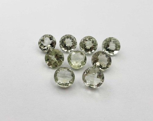 Natural Green Amethyst Round Checker Cut Gemstone Lot 9 Pcs 13 MM 74 CT ...