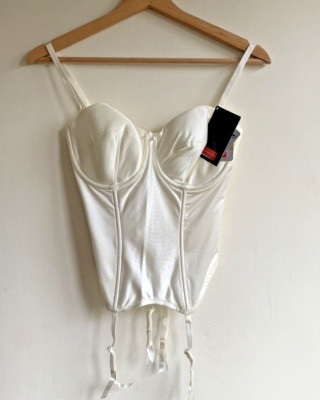 Panache Corset Underwired Basque 30DD Ivory New Suspenders Bustier ...