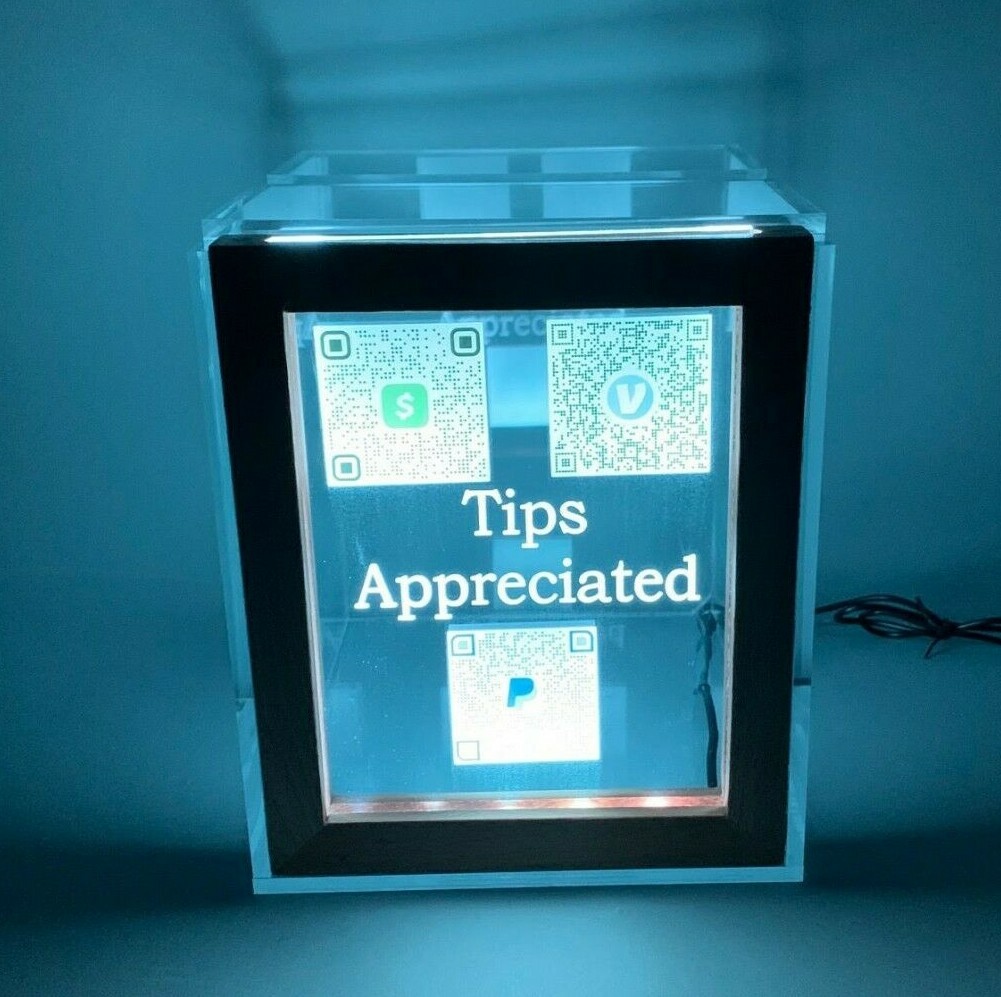 Personalized Tip Box Lights Up LED Custom Logo Jar Scan Your Own Codes ...