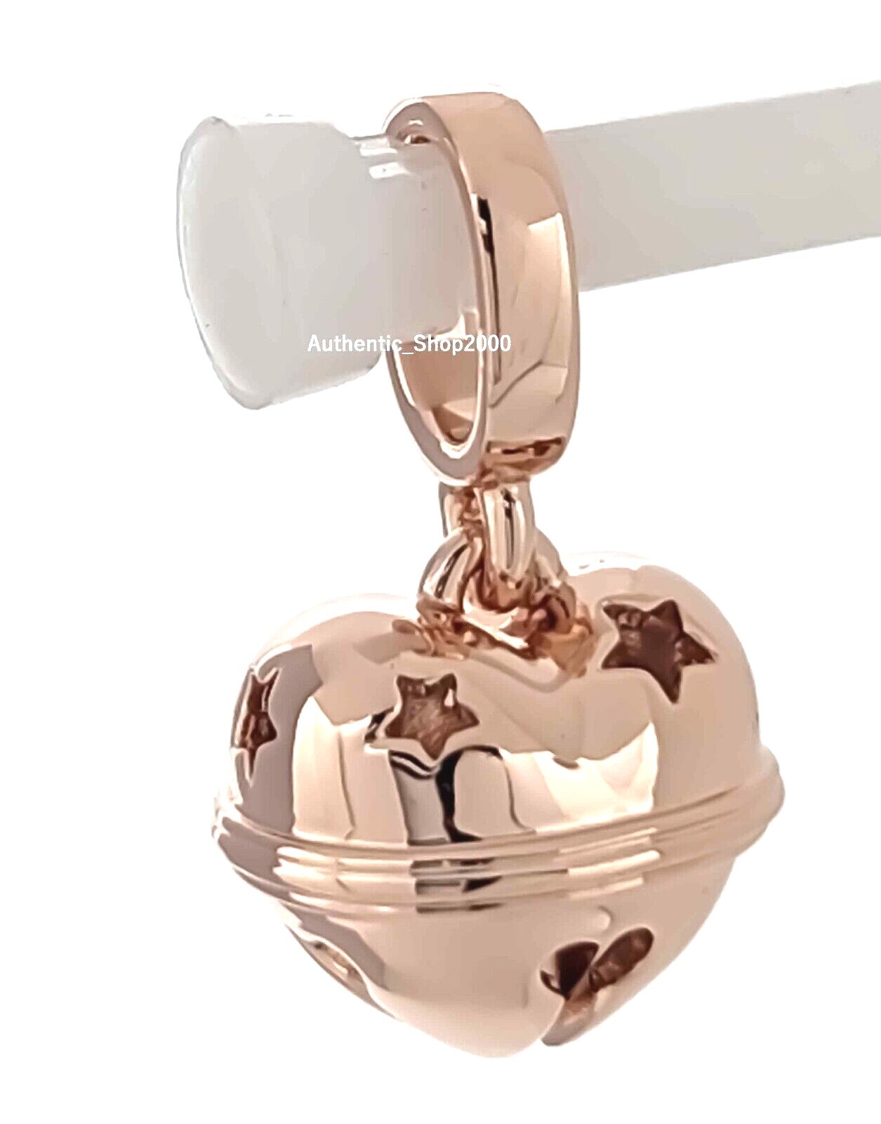 New 100% Authentic PANDORA Rose Gold Festive Heart Bell Dangle Charm ...