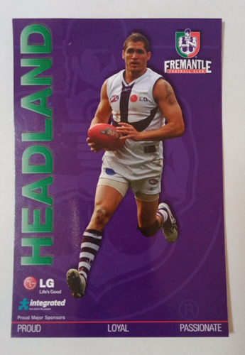 AFL Fremantle Dockers Des Headland 11 Player Card Larger photo size 10 ...