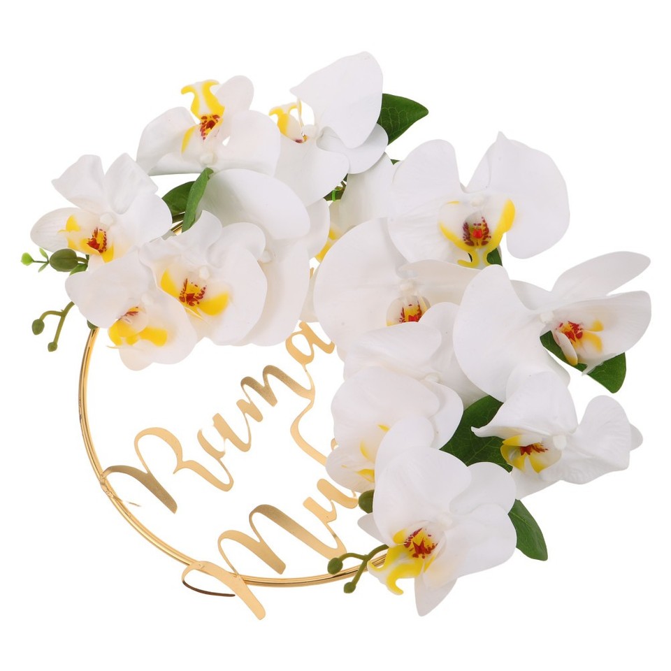 Eid Mubarak Wreath for Front Door, Handmade White Rose Floral Hoop ...