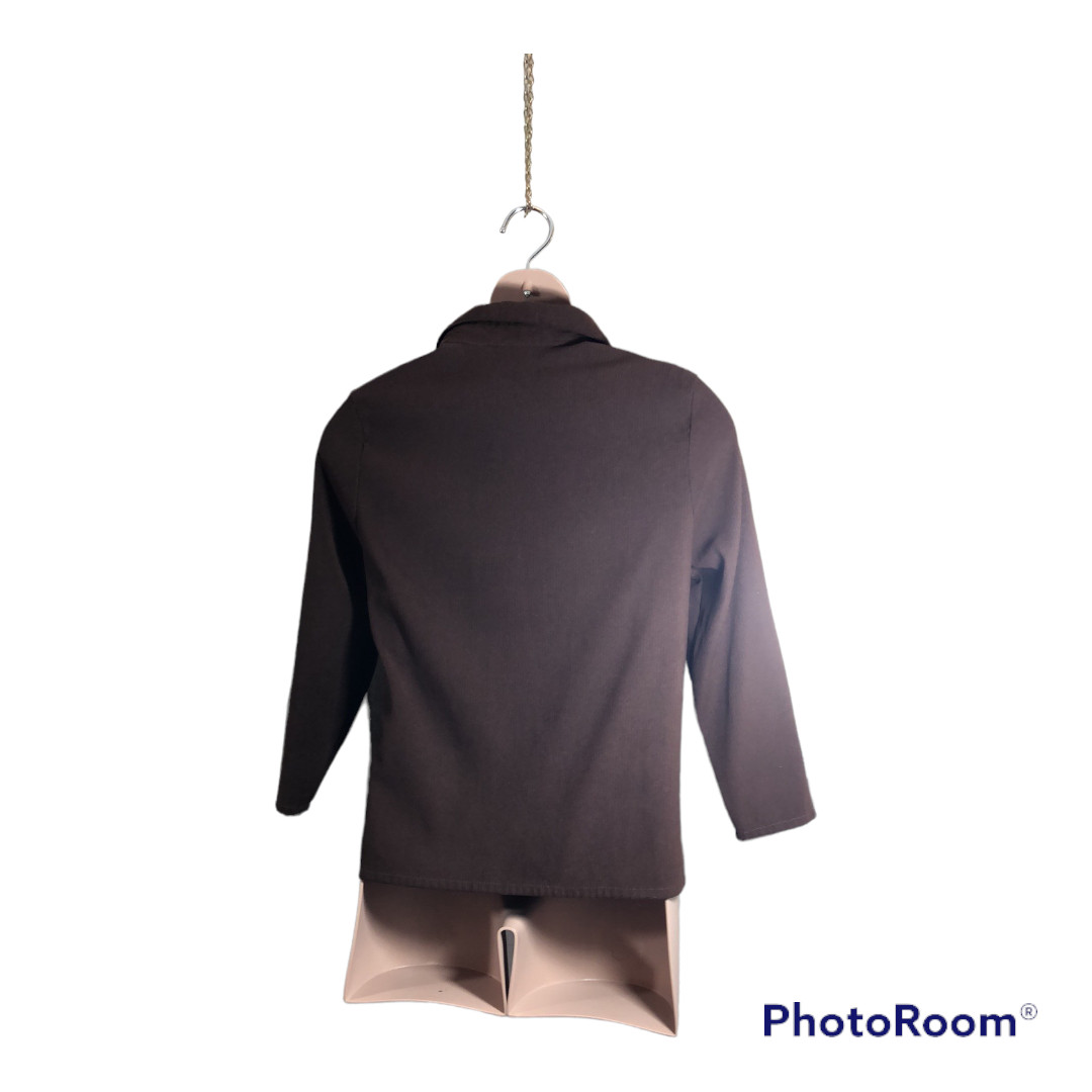 Bon Worth Brown Embroidered Bottom Button Up Large - Gem