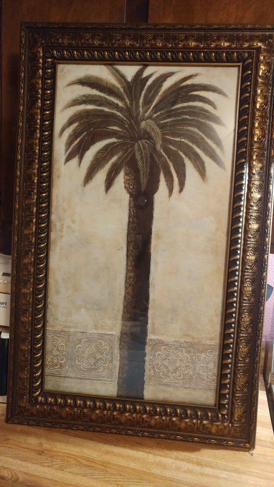Beautiful 39" x 24" Glass Palm Tree Picture With Wood Frame Local Pick ...
