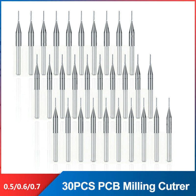 1/8 Shank PCB Milling Cutter 0.5 0.6 0.7mm Carbide End Mill CNC Corn ...