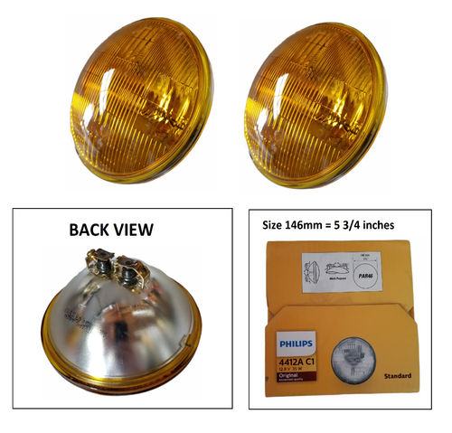 Two Philips Standard Sealed Beam Amber Light Bulb 4412AC1 for 4412A PAR ...