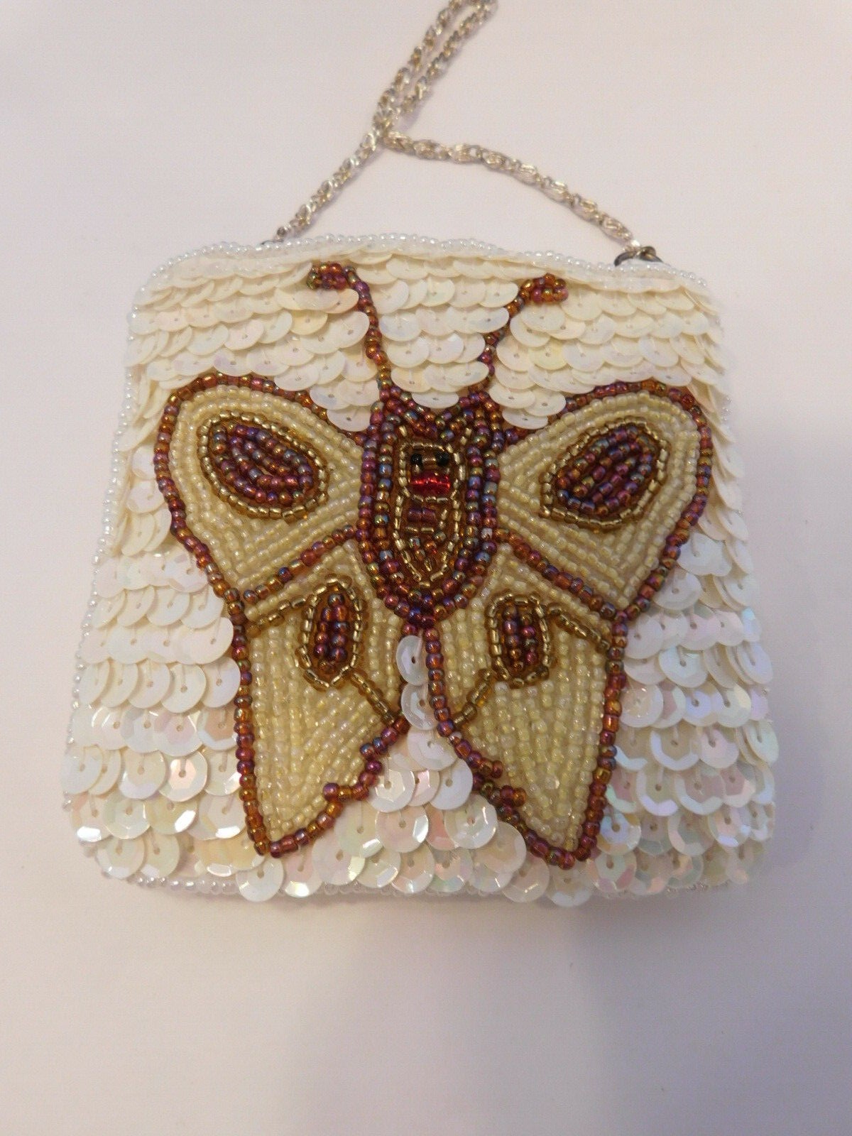 Lee Sands Colorful Butterfly Zippered Coin PURSE Beads Sequins | eBay