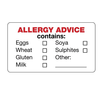 65X CAKE BAKE ALLERGEN TICK BOX STICKERS SMALL FOOD ALLERGY CONTENT ...