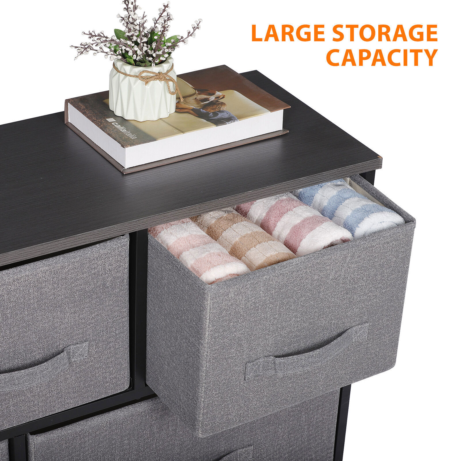Durable Chest 5-Fabric Drawer Storage Organizer Closets Storage Cabinet ...